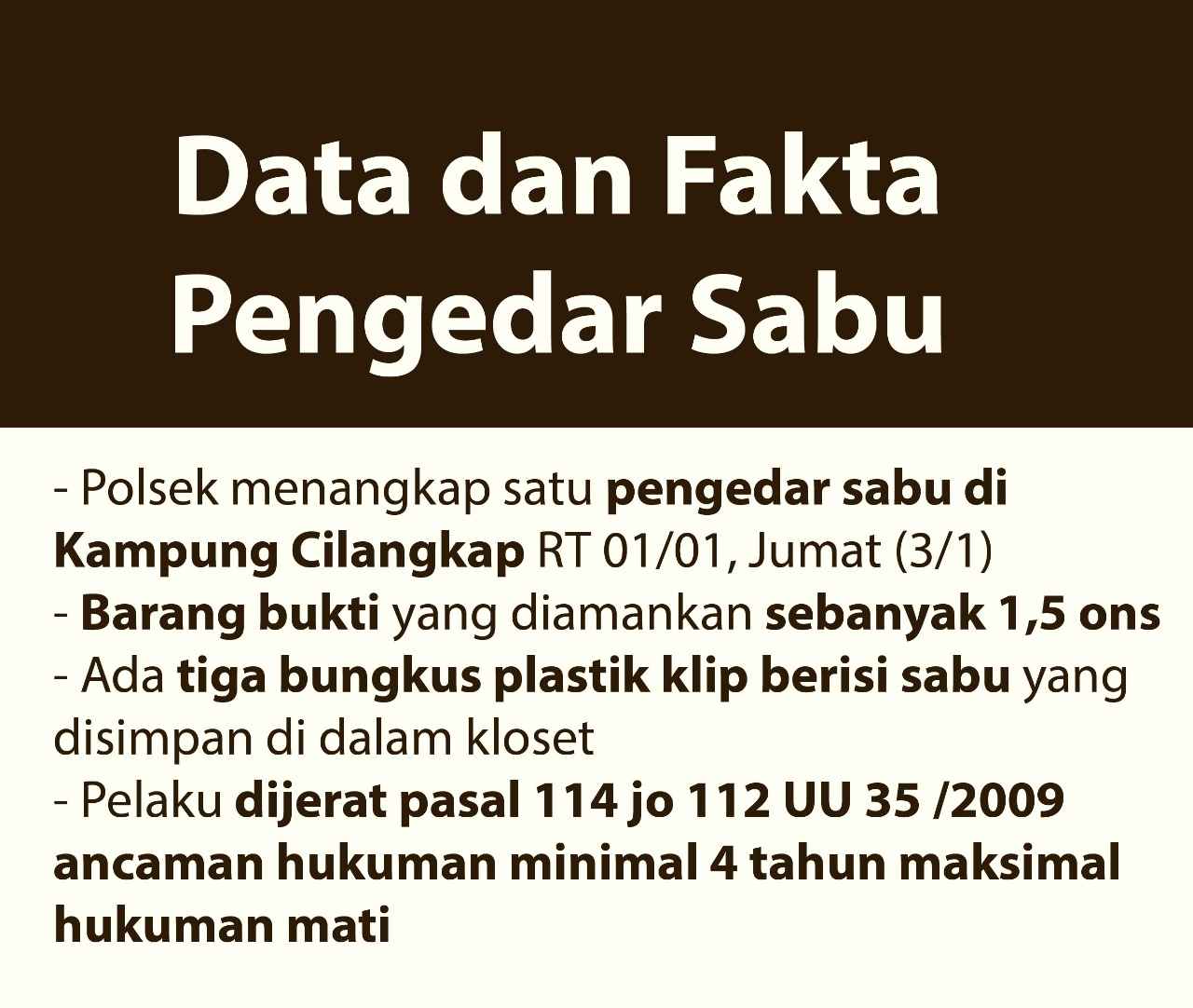 Simpan Sabu Dalam Kloset, Polsek Parungpanjang Gerebek Rumah Pelaku